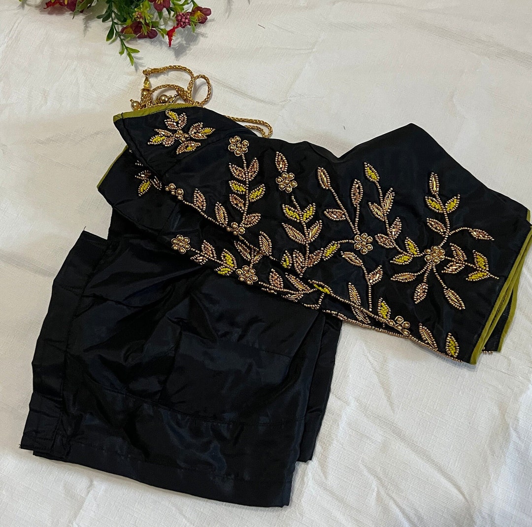 Saree Blouse Block Color/customized Blouse Arri Work/banarasi Silk ...