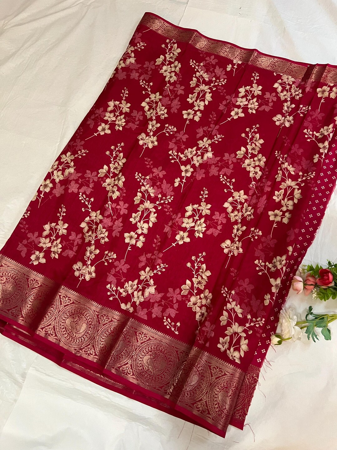 Soft Silk Saree Red Ruby Pink Color With Rani Pink Border/with Blouse ...