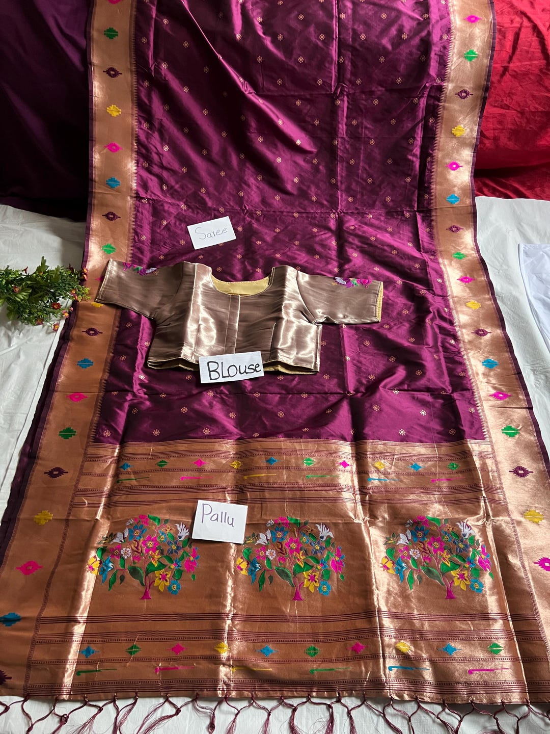 Paithani Maroon Color Saree/soft Semi Silk Saree With Stitched Blouse ...