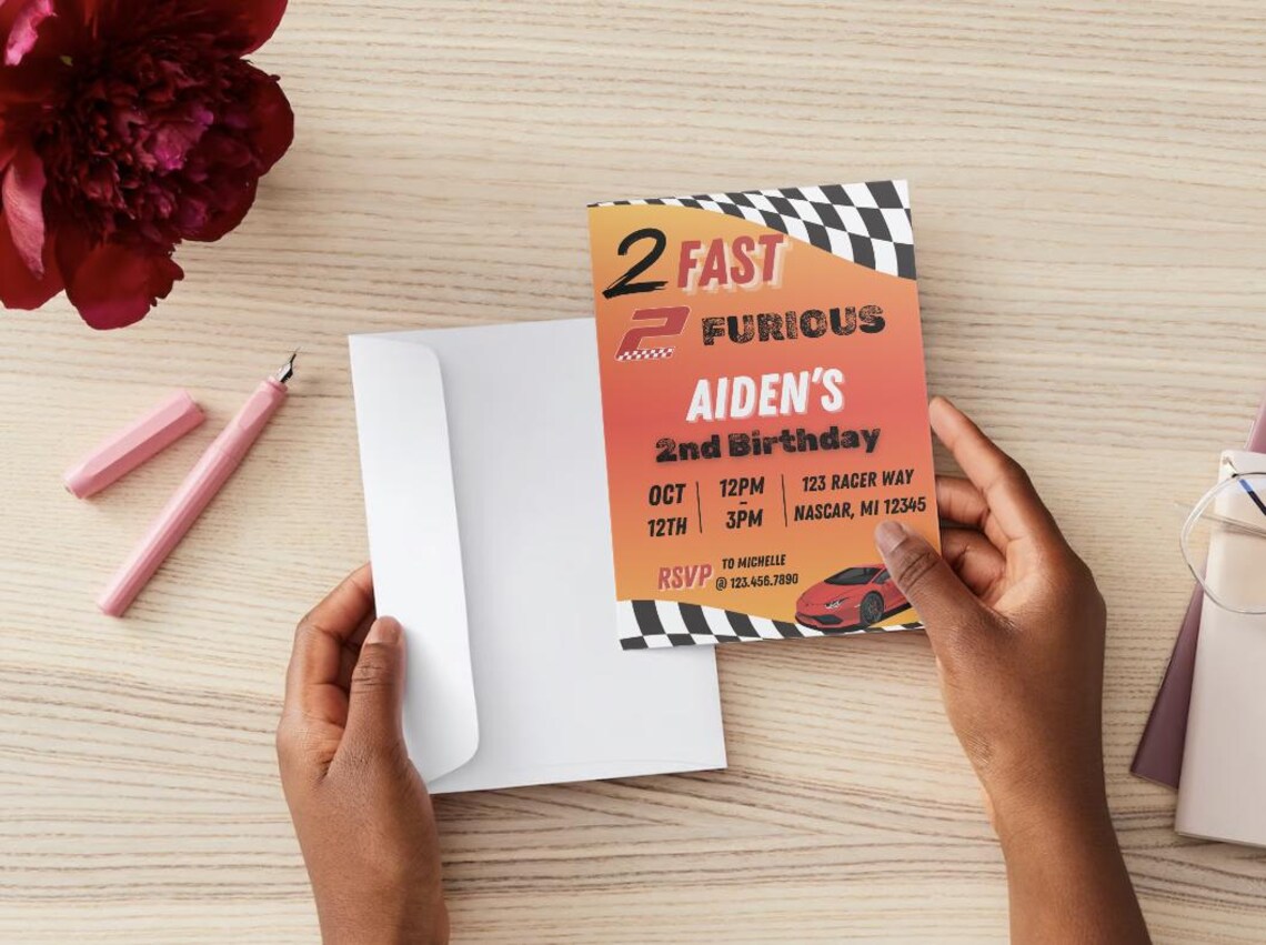 2 Fast 2 Furious 2nd Birthday Invitation Template - Etsy