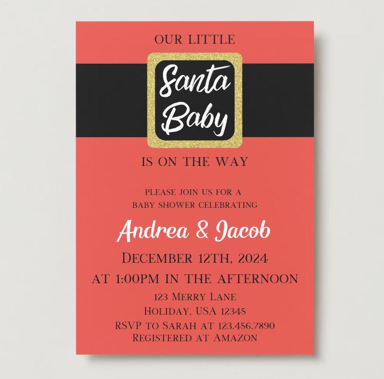 Santa Baby Themed Baby Shower Invitation Digital Template - Etsy