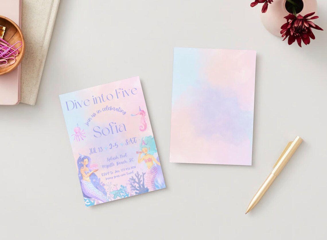 DIVE INTO FIVE Digital Invitations, Dive Into Five Invites, 5th ...