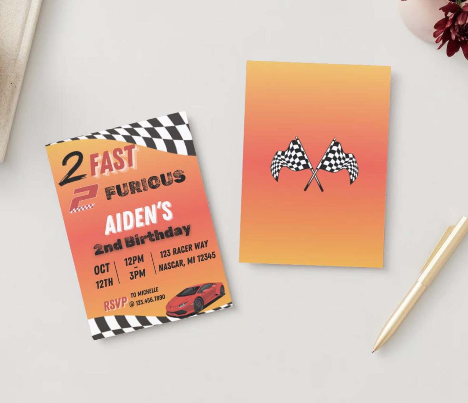 2 Fast 2 Furious 2nd Birthday Invitation Template - Etsy