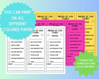 PROUD OF YOU Ticket- Rainbow Text Template, Teacher Praise, Digital ...