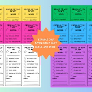 PROUD OF YOU Ticket- Black and White Template, Teacher Praise, Digital ...