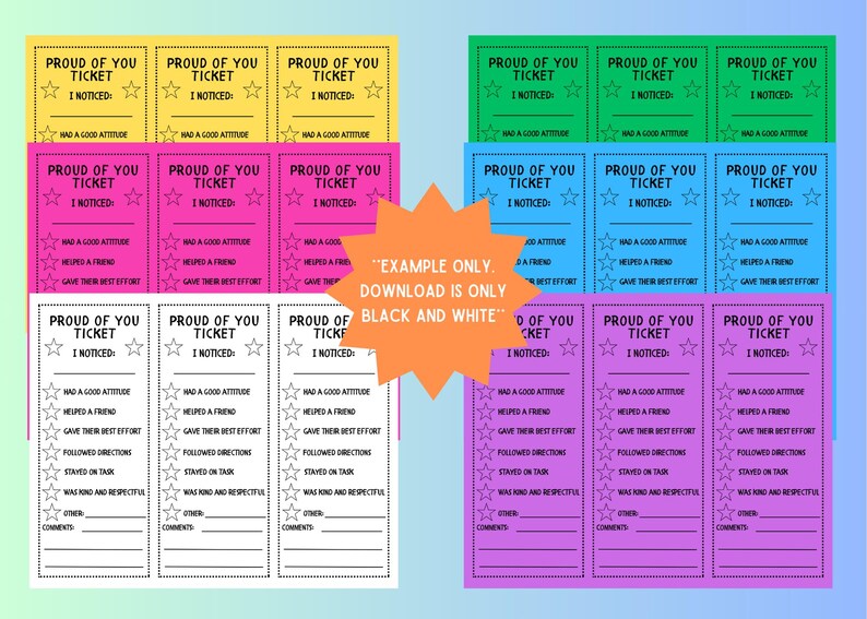 PROUD OF YOU Ticket- Black and White Template, Teacher Praise, Digital ...