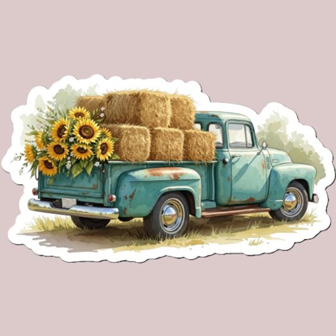 Sunflower Hay Truck Sticker - Etsy