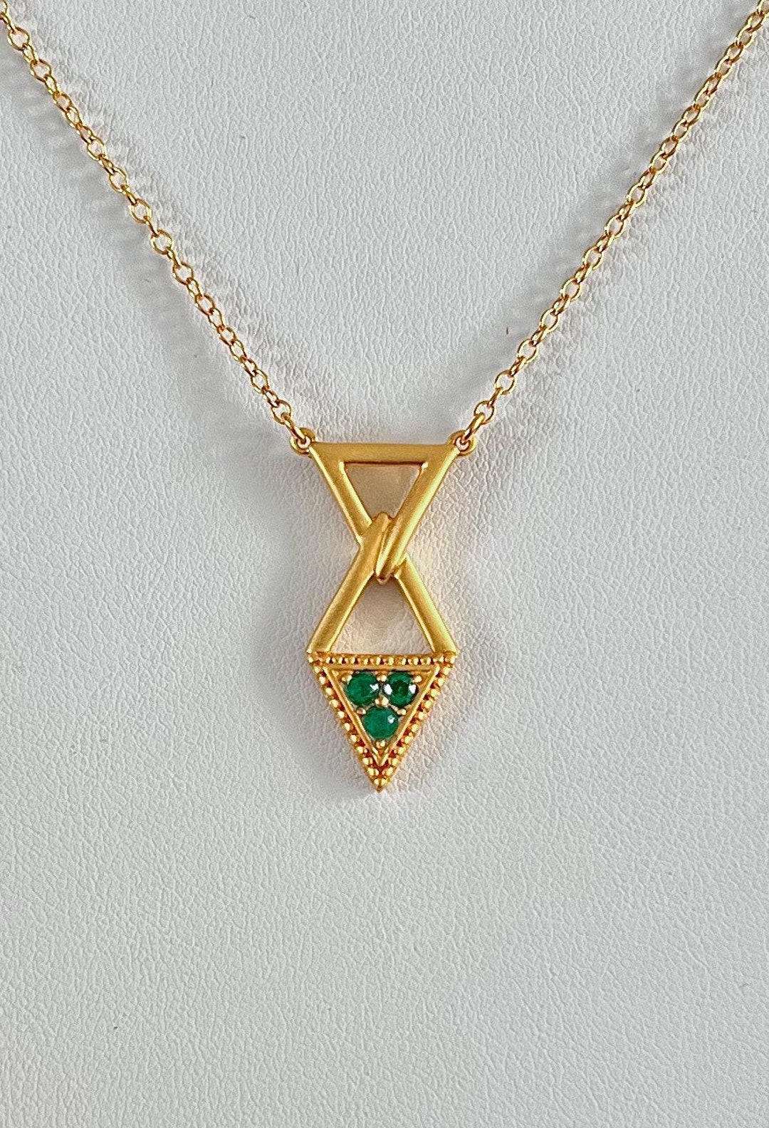 Tri-triangle Necklace, 3 Stone - Etsy