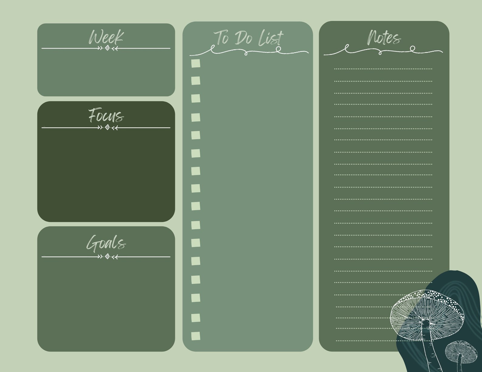 Digital Planner Weekly Spread - Forest Theme - Etsy