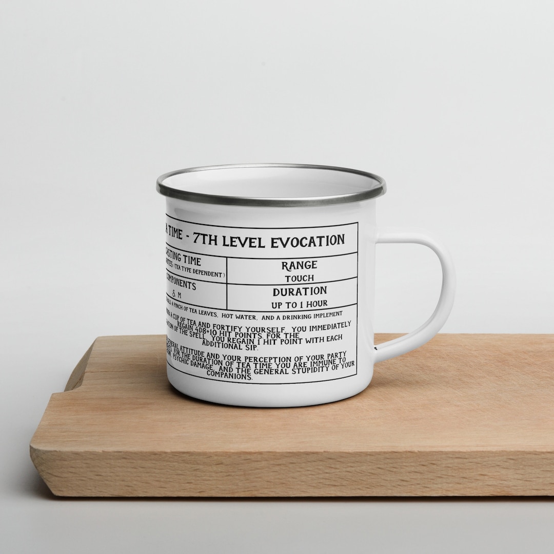 Tea Time Enamel Mug | Dungeons and Dragons Mug | Spell Card - Etsy