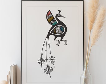 Greek Geometric Art Bird Printable Digital Art - Etsy