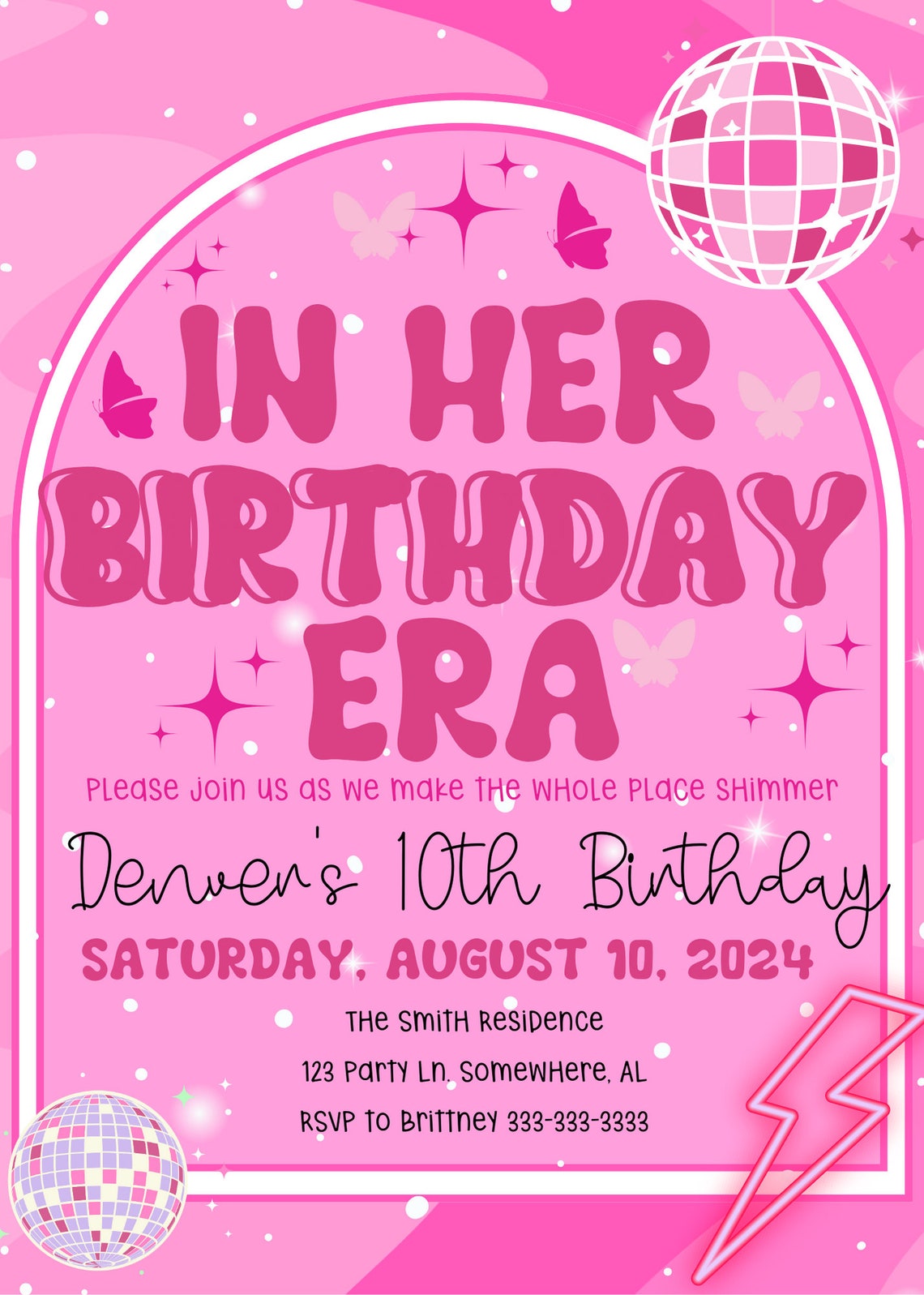 In Her Birthday Era, Birthday Invitation, Swifty, Birthday, Pink ...