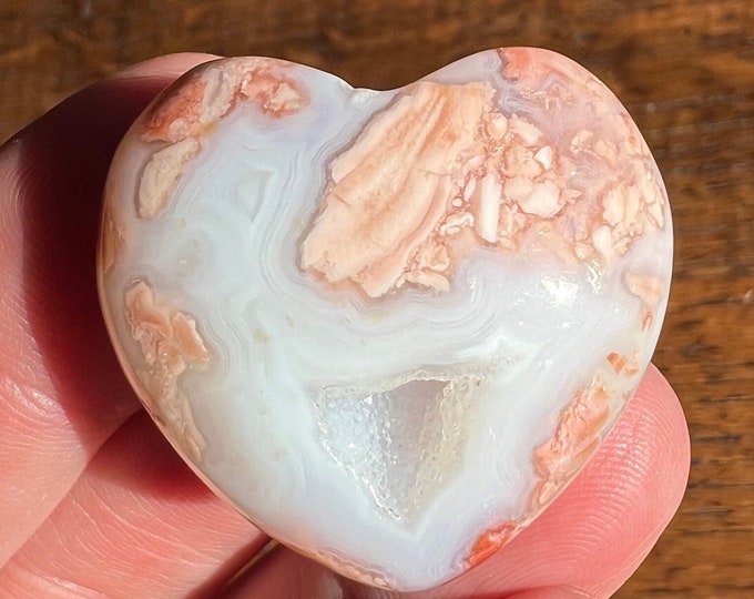 Cotton Candy Agate/pink Agate Crystal Heart 1 1/8 - Etsy