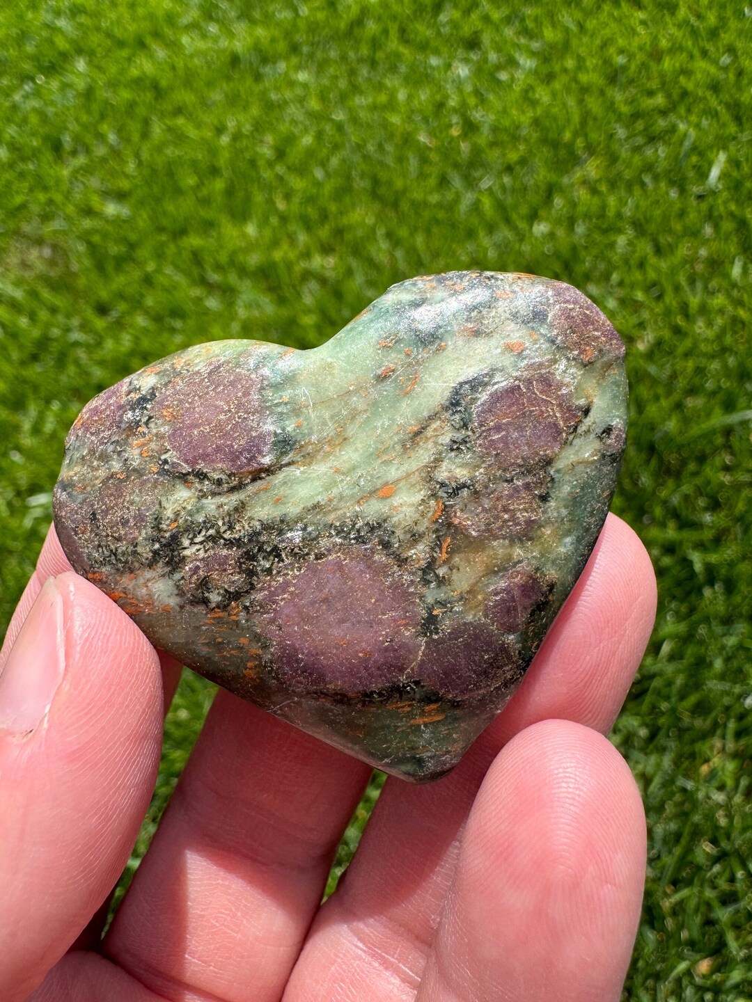 Ruby in Emerald Crystal Heart 1 1/2 with Natural Inclusions - Etsy