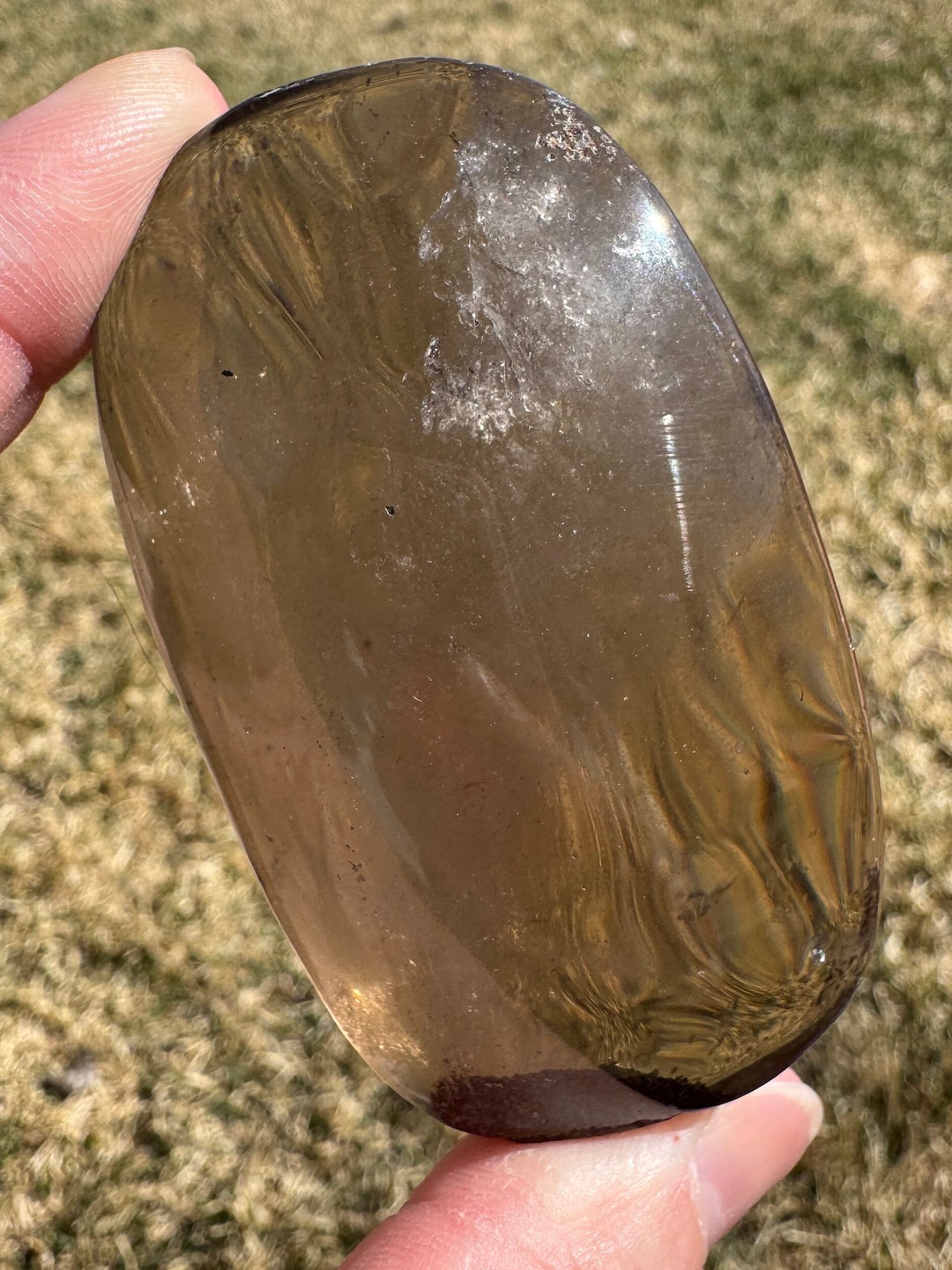 Smoky Quartz and Garden Quartz Crystal Palm Stone 2 5/8 with Natural ...