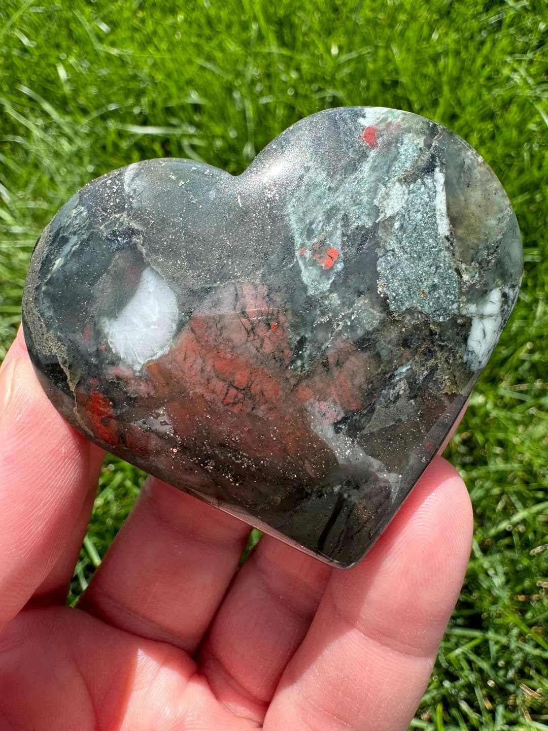 African Bloodstone Crystal Heart 2” - Etsy