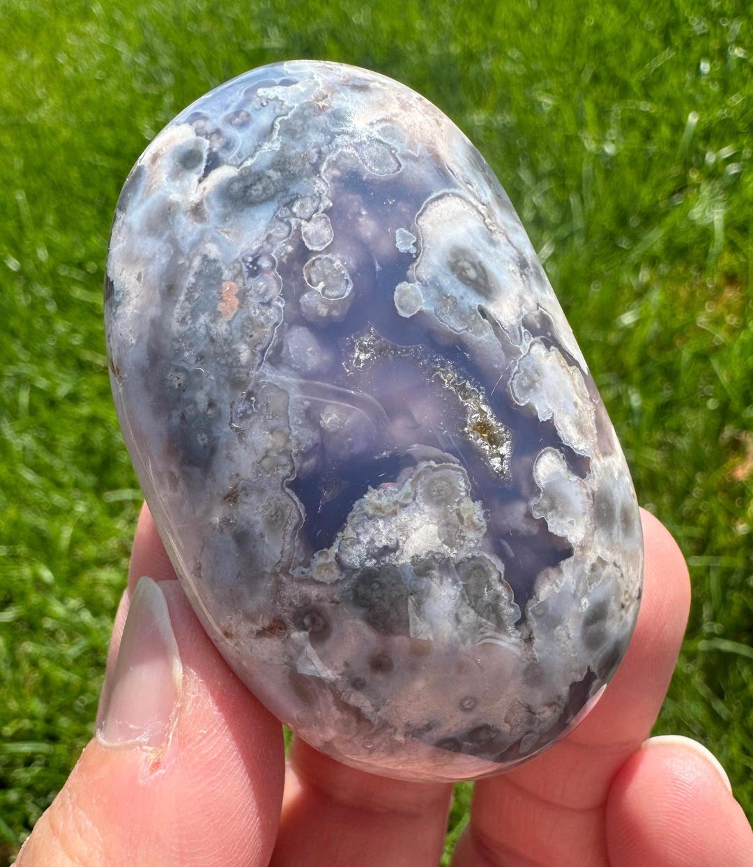 Blue Flower Agate Crystal Palm Stone 2 3/8” - Etsy