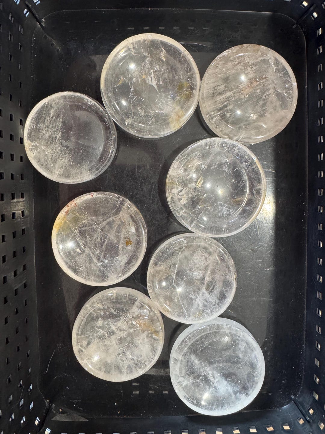 Clear Quartz and Golden Healer Crystal Bowl 2” (LOT OF 2) Sizes Vary a ...