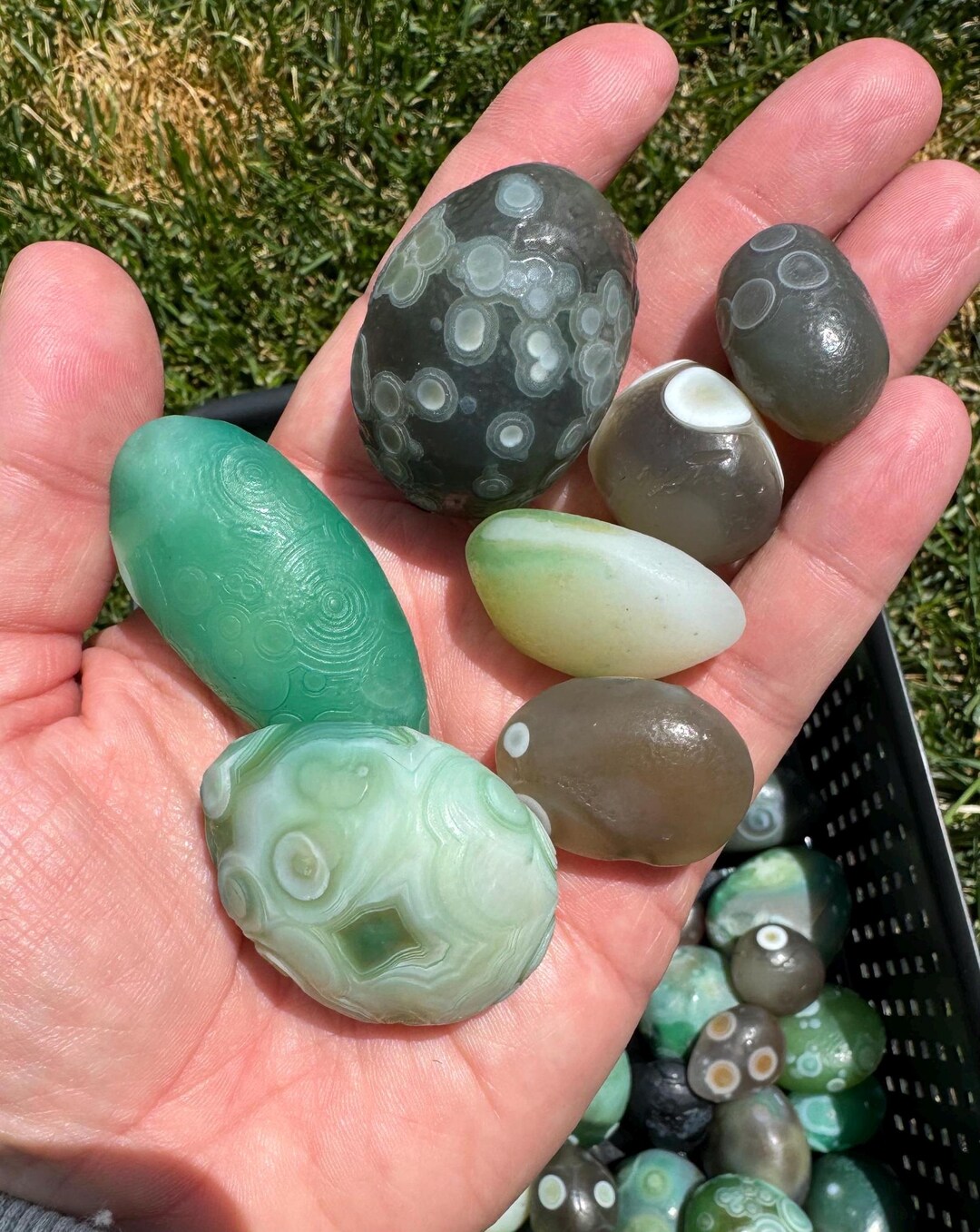 RARE Green and Black Gobi Eye Agate (tumbled) All Sizes… LOT OF 4 Last ...