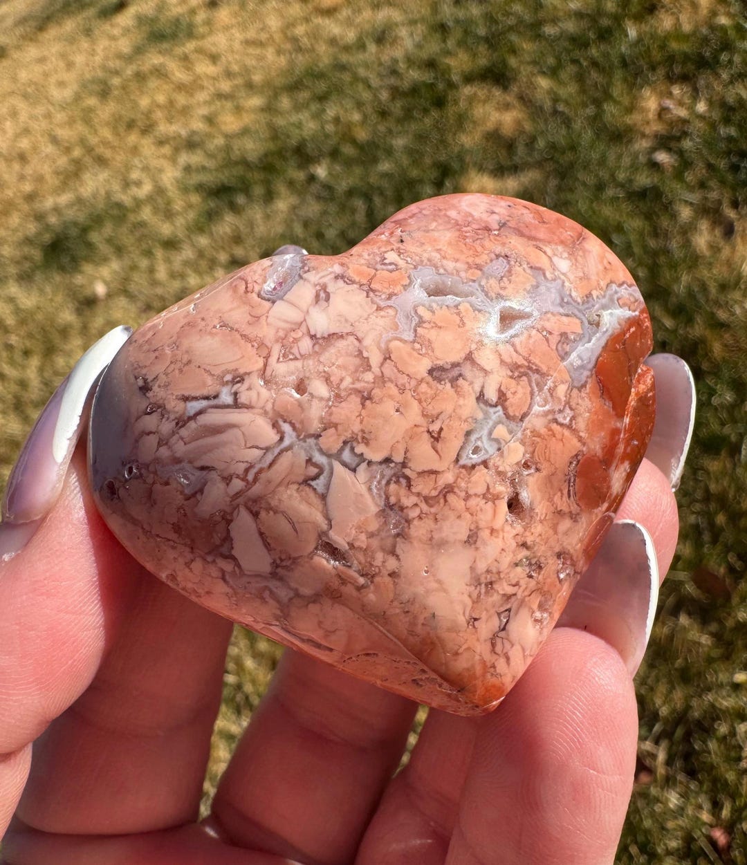 Cotton Candy Agate/pink Agate Crystal Heart (with Natural Inclusions) 1 ...