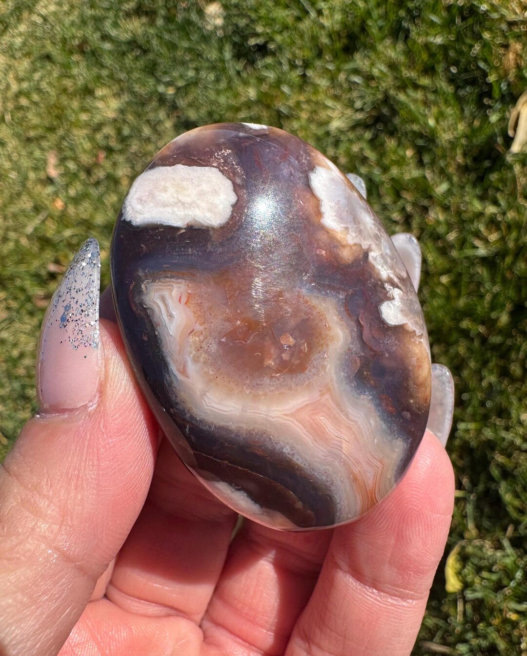 Blue Flower Agate Crystal Palm Stone 2 1/8” - Etsy