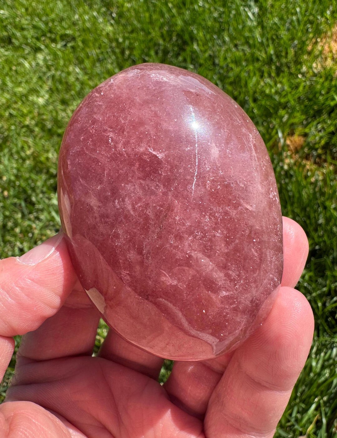Strawberry Quartz Crystal Palm Stone 2 3/4” (with Natural Inclusions) - Etsy