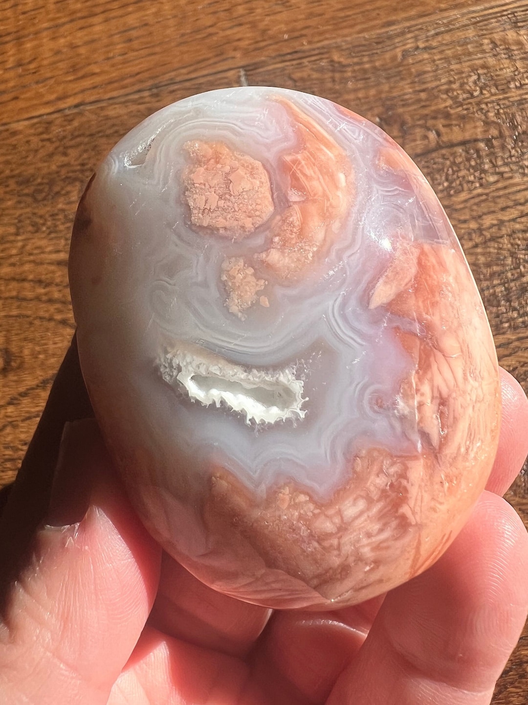 Cotton Candy Agate/pink Agate Palm Stone 2 3/4 with Natural Inclusions ...