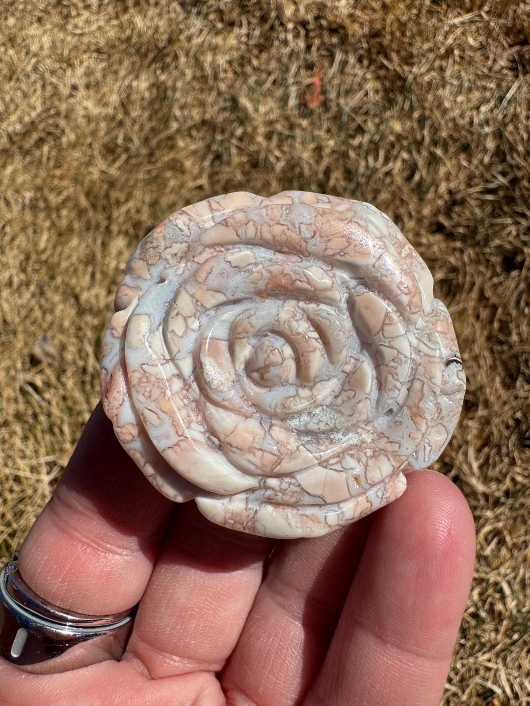 Cotton Candy Agate/pink Agate Crystal Rose 2” (with Natural Inclusions ...