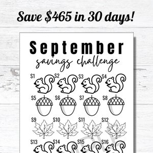 September Savings Challenge, Mini Savings Challenge, Money Challenge ...