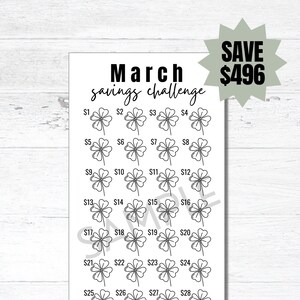 March Savings Challenge, Mini Savings Challenge, Money Challenge, A6 ...