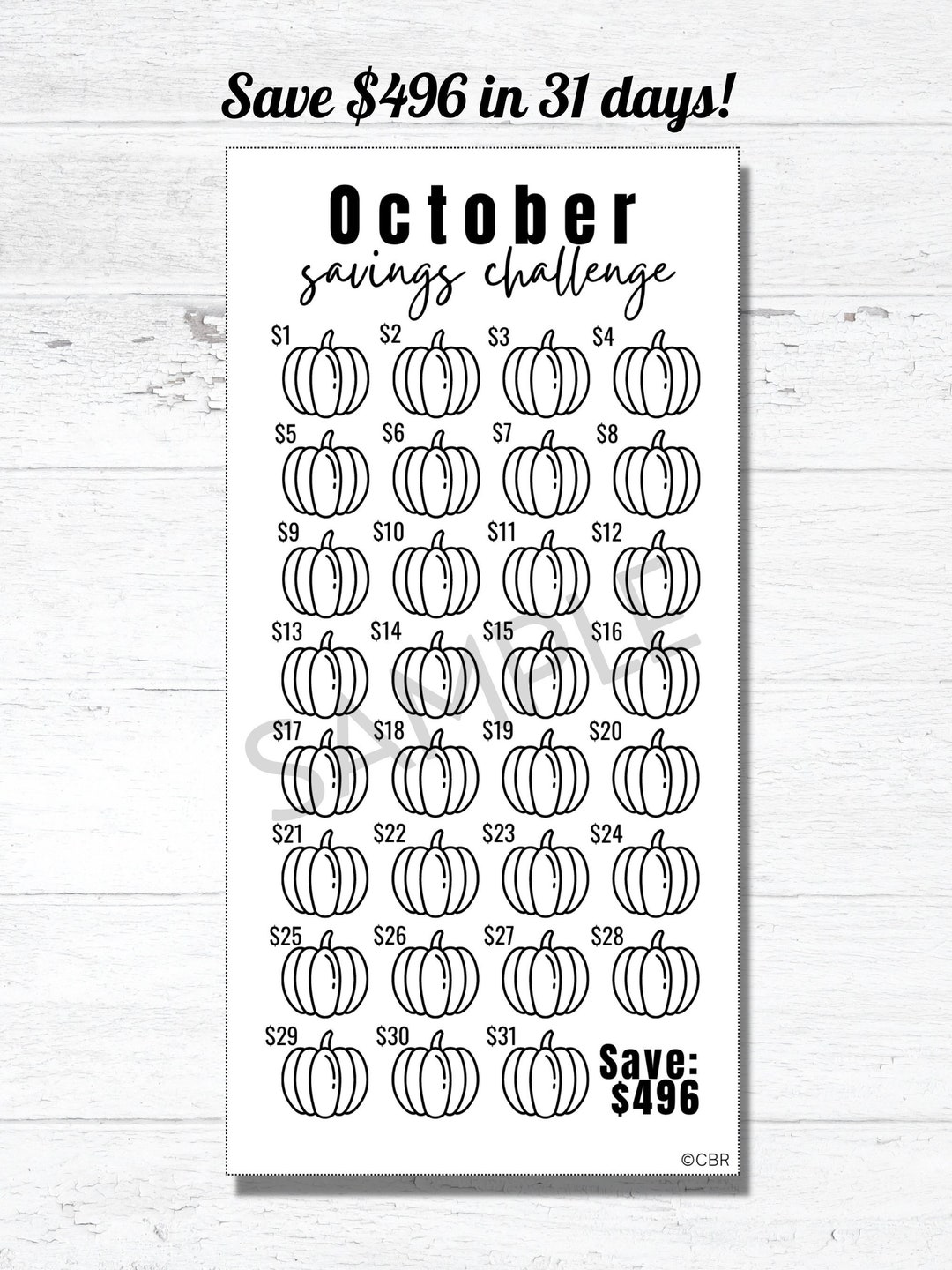October Savings Challenge Mini Savings Challenge Money - Etsy