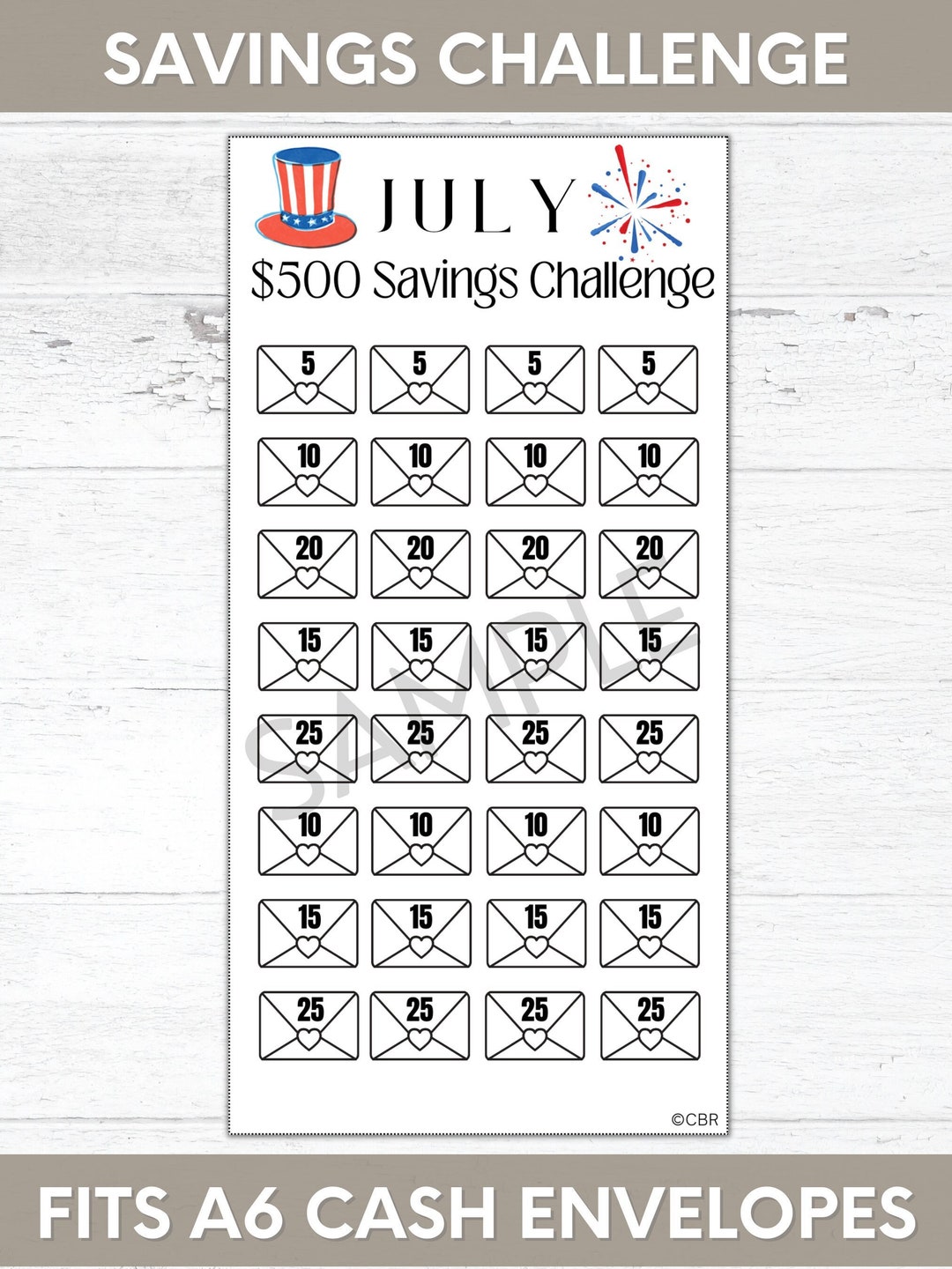 July Savings Challenge Mini Savings Challenge Money - Etsy