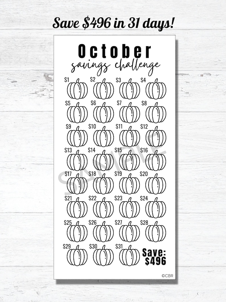 October Savings Challenge, Mini Savings Challenge, Money Challenge, A6 ...