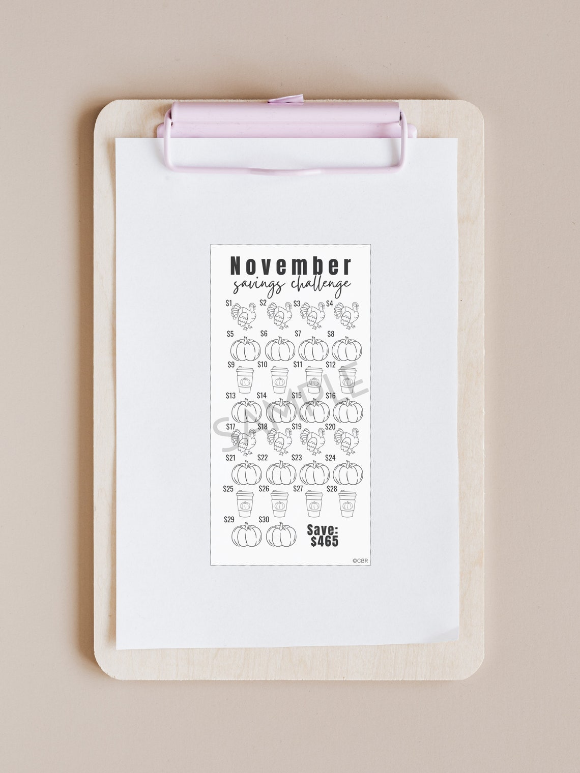 November Savings Challenge, Mini Savings Challenge, Money Challenge, A6 ...