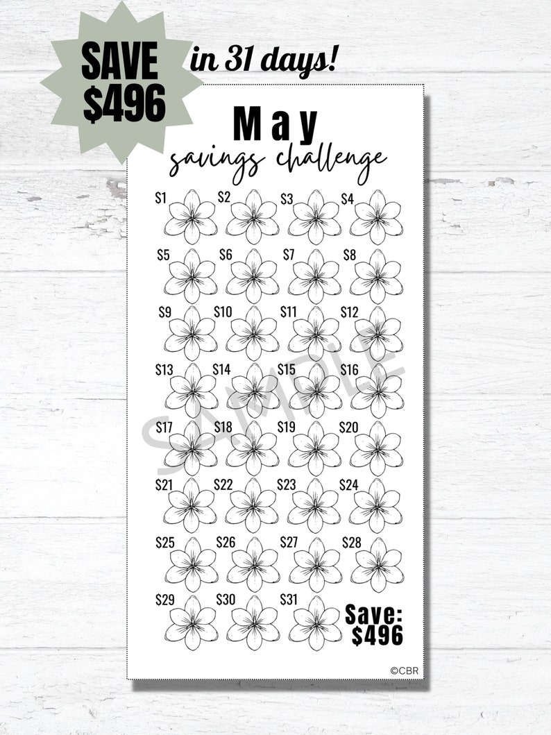 May Savings Challenge, Mini Savings Challenge, Money Challenge, A6 ...