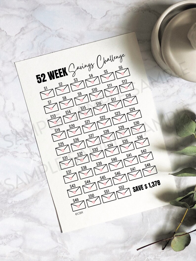 52 Week Savings Challenge Savings Tracker Money Challenge - Etsy
