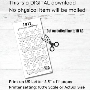 July Savings Challenge, Mini Savings Challenge, Money Challenge, A6 ...