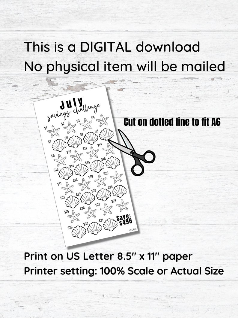 July Savings Challenge Mini Savings Challenge Money - Etsy