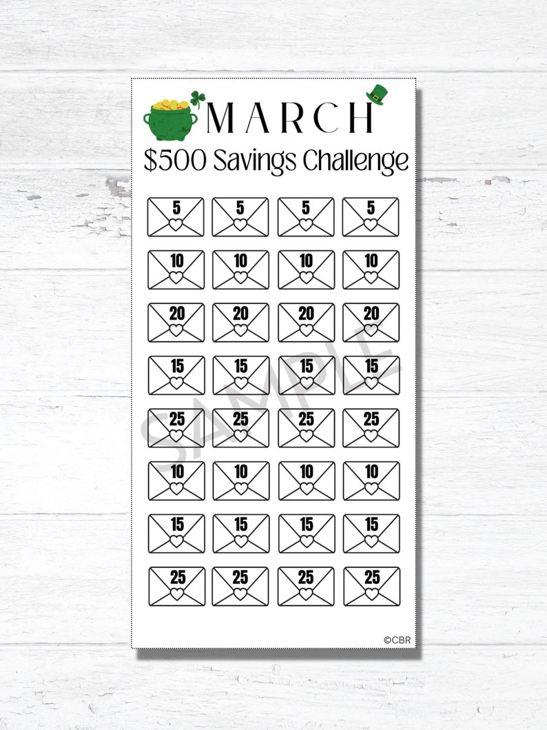 March Savings Challenge, Mini Savings Challenge, Money Challenge, A6 ...