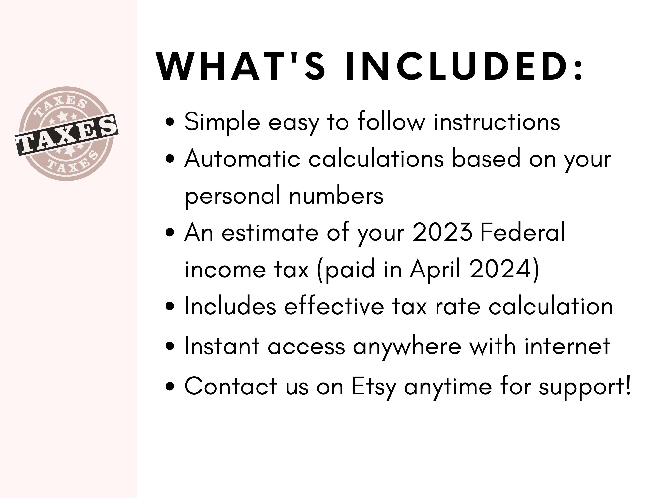 2023 Tax Estimator, Tax Calculator, Tax Spreadsheet Monthly Budget ...
