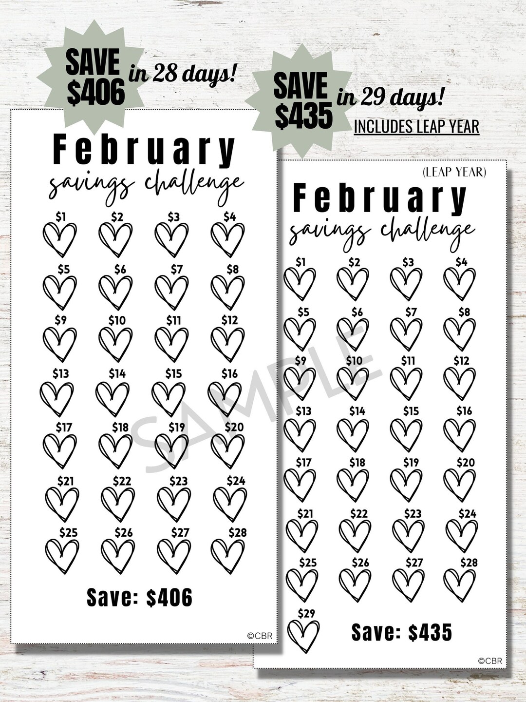 February Savings Challenge Mini Savings Challenge Money - Etsy