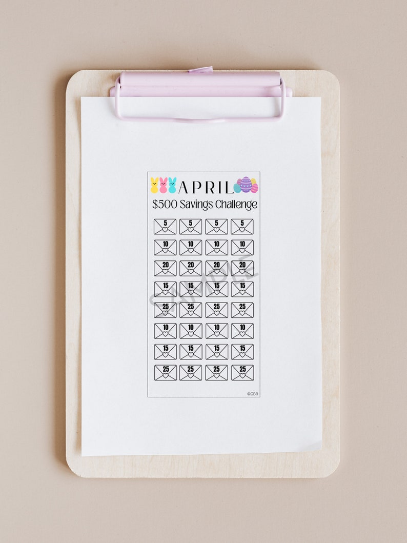 April Savings Challenge, Mini Savings Challenge, Money Challenge, A6 ...