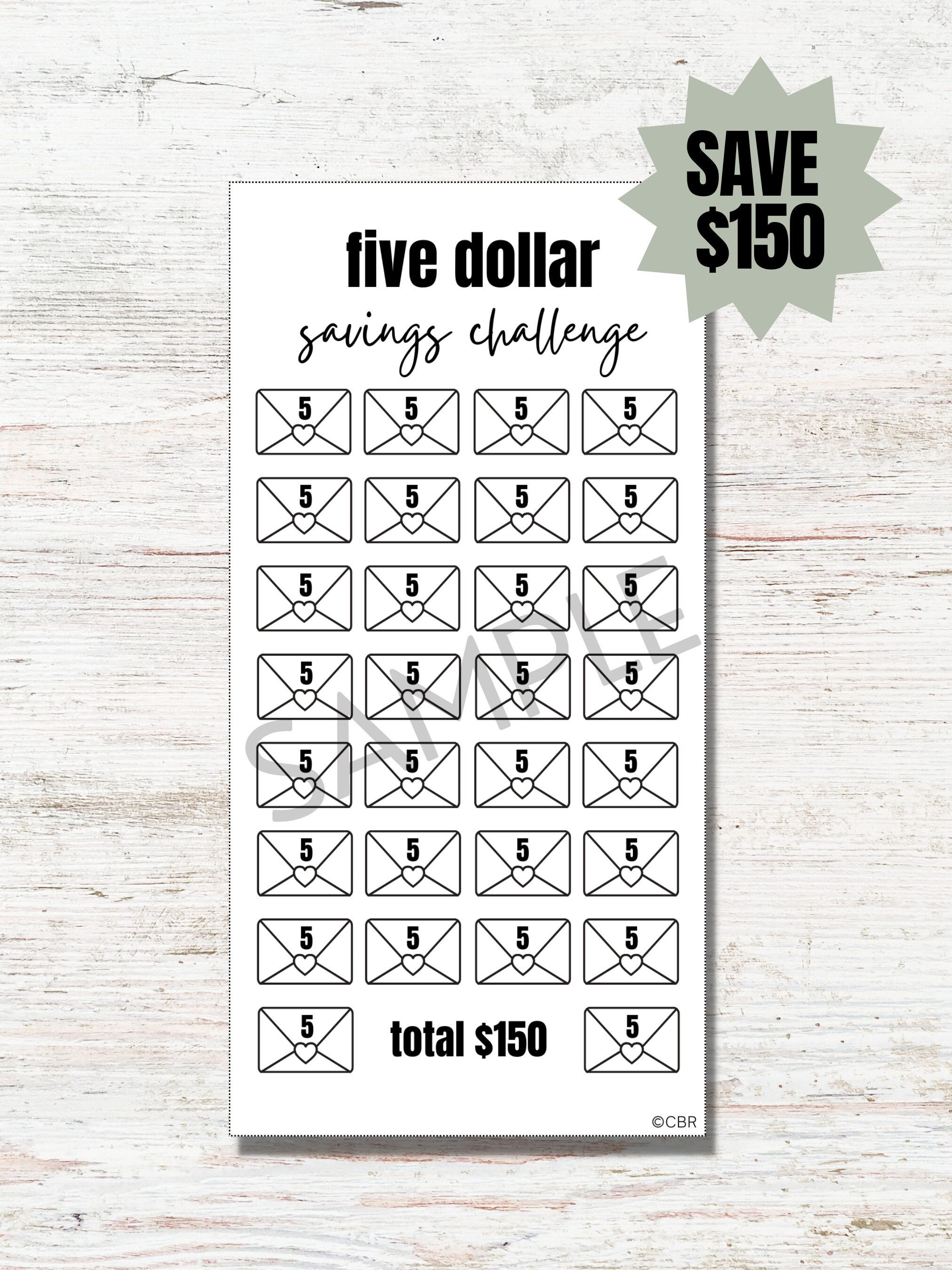 5 Dollar Savings Challenge, Mini Savings Challenge, Money Challenge, A6 ...