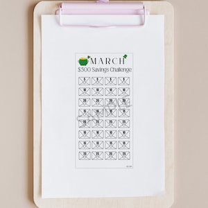 March Savings Challenge, Mini Savings Challenge, Money Challenge, A6 ...