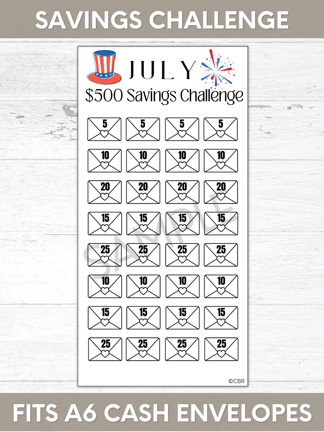 July Savings Challenge Mini Savings Challenge Money - Etsy