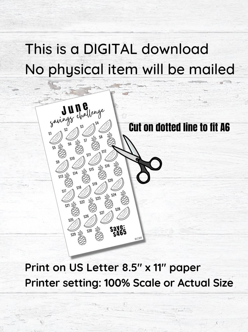June Savings Challenge, Mini Savings Challenge, Money Challenge, A6 ...