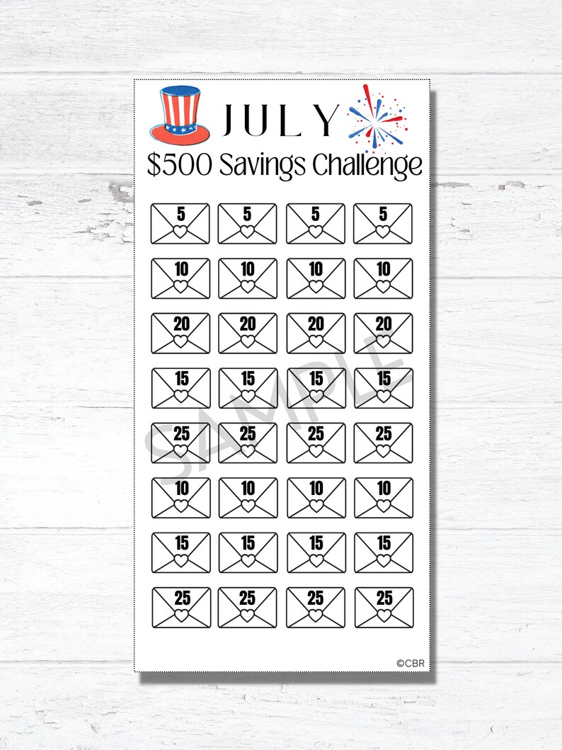 July Savings Challenge, Mini Savings Challenge, Money Challenge, A6 ...