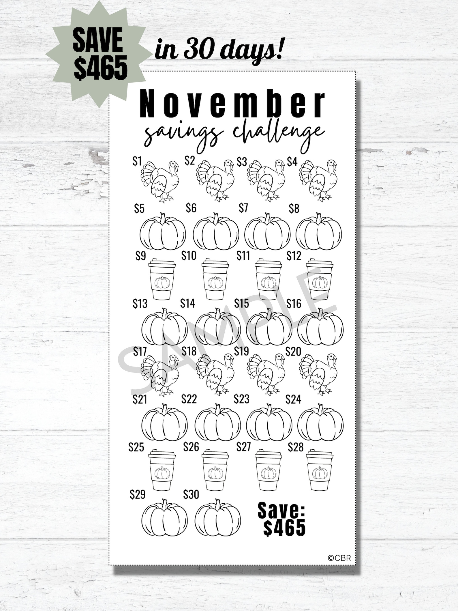 November Savings Challenge, Mini Savings Challenge, Money Challenge, A6 ...