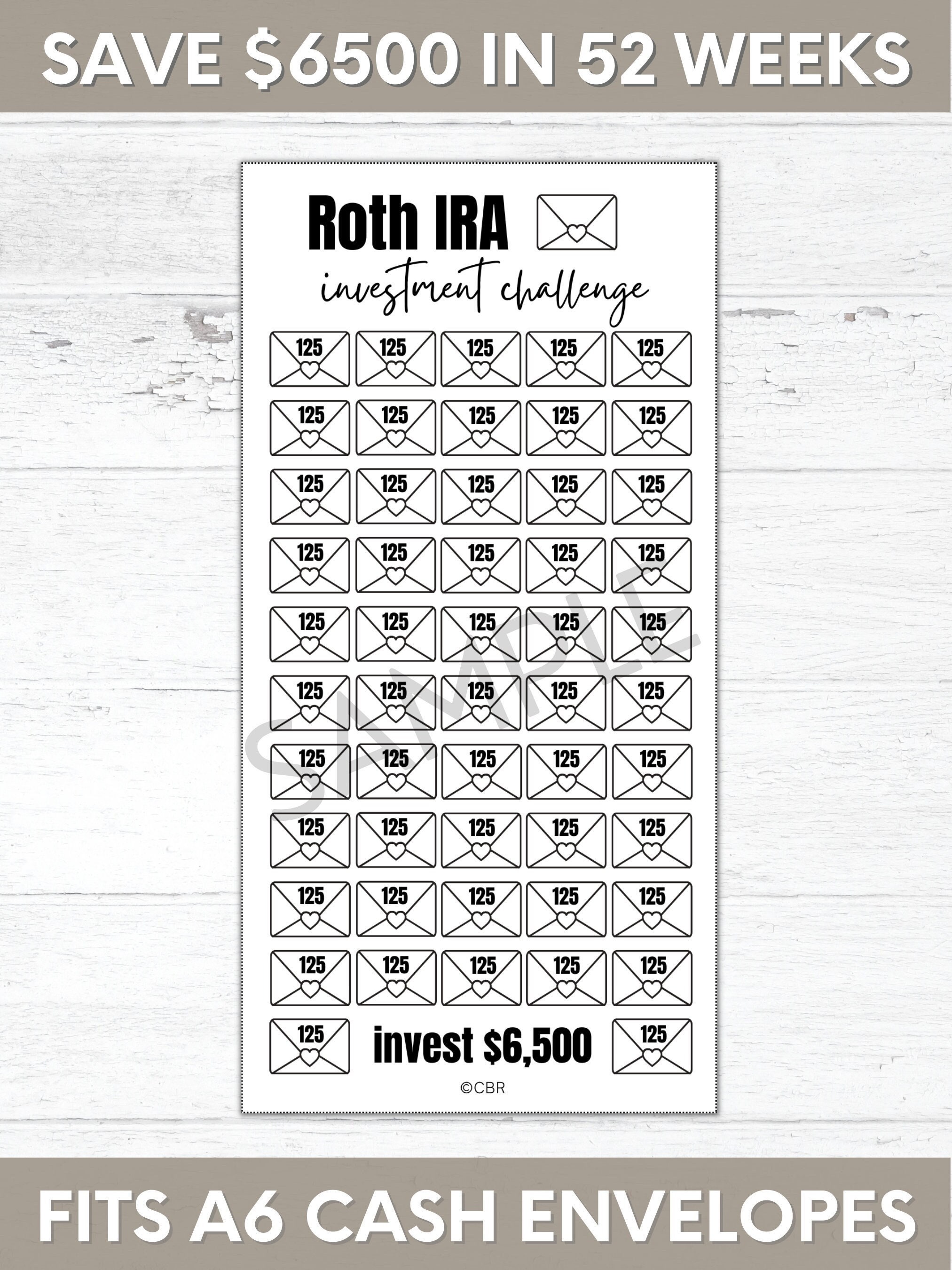 Roth IRA Savings Challenge, Mini Savings Challenge, Money Challenge, A6 ...