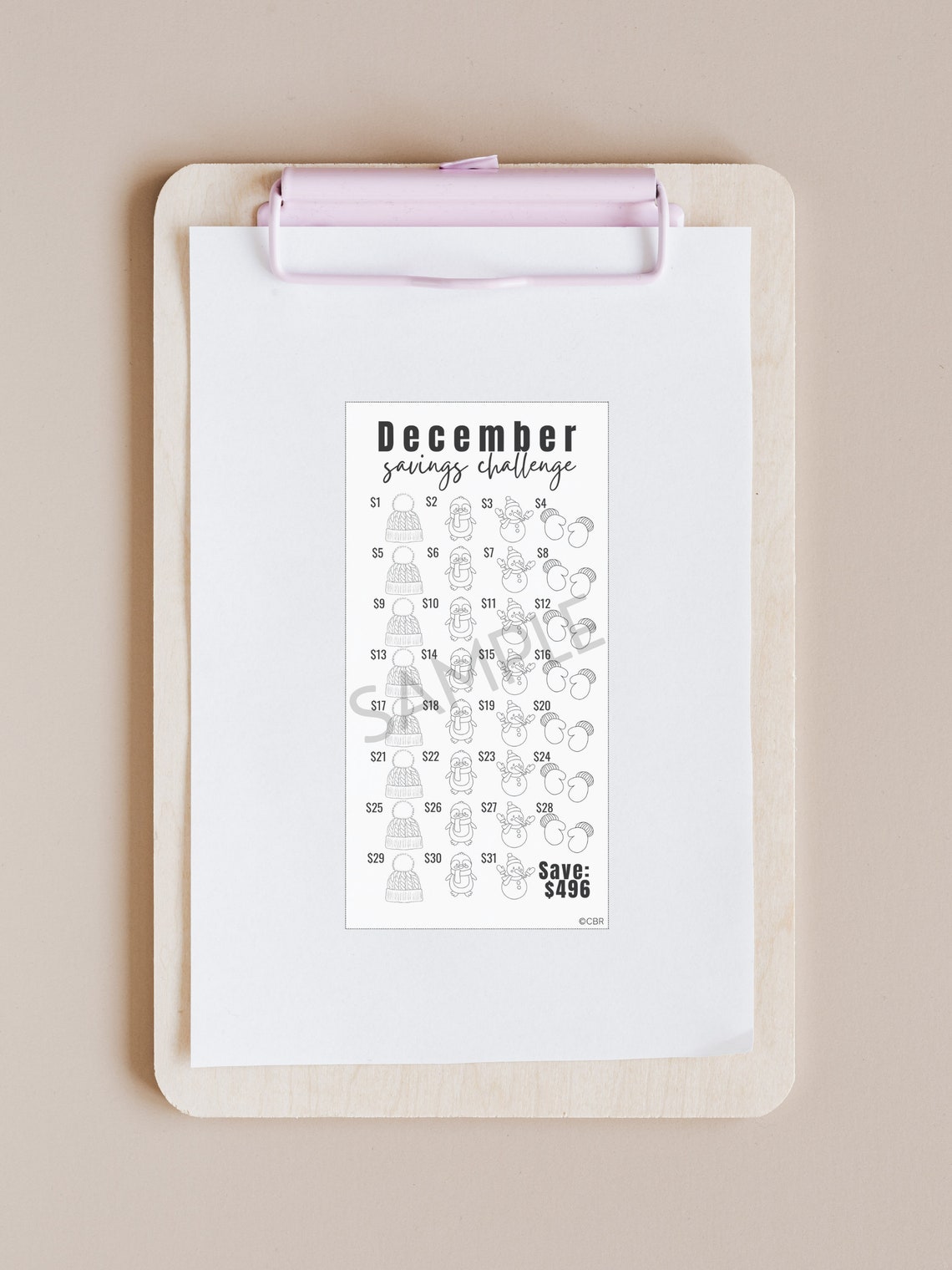 December Savings Challenge, Mini Savings Challenge, Money Challenge, A6 ...